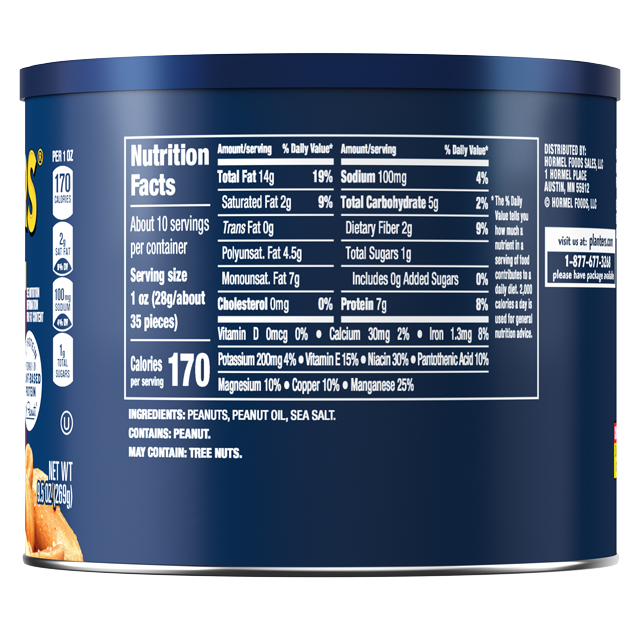 PLANTERS Salted Peanuts 9 5 Oz Can PLANTERS Brand
